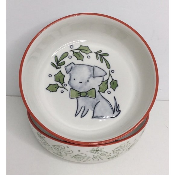 Prima Design | Dog | 2 Dog Bowl Dish Ceramic Prima Design Christmas Dog ...